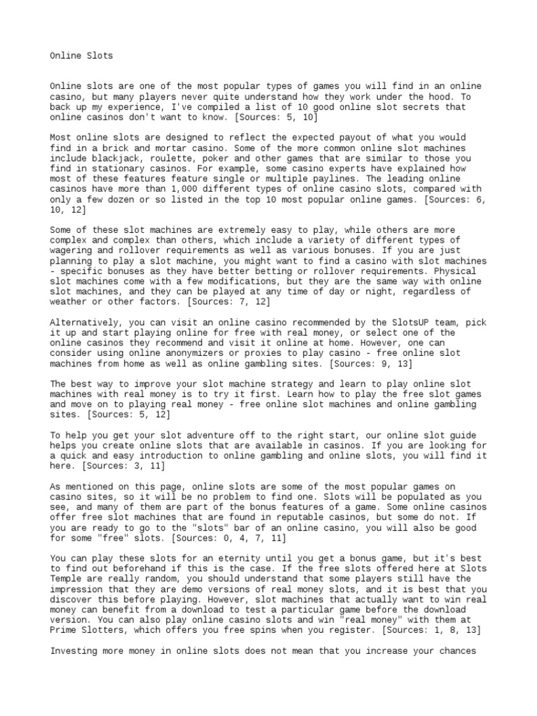 Online Slots | PDF | Slot Machine | Leisure