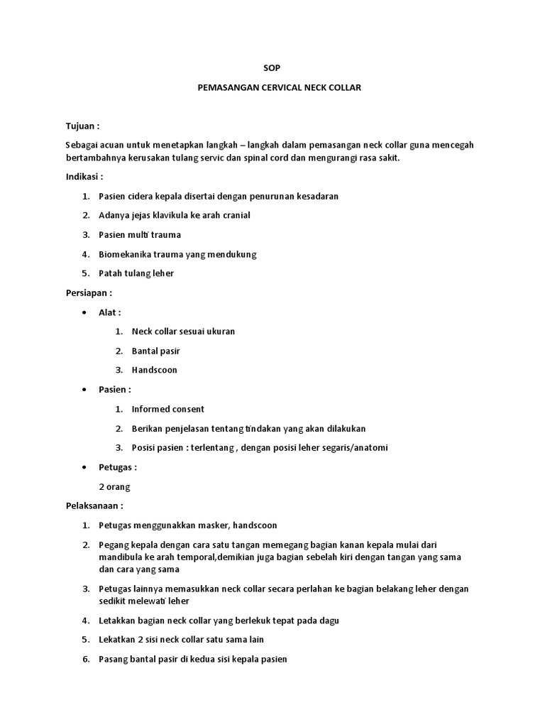 Panduan Pemasangan Neck Collar | PDF | Pengembangan Diri | Kesehatan ...