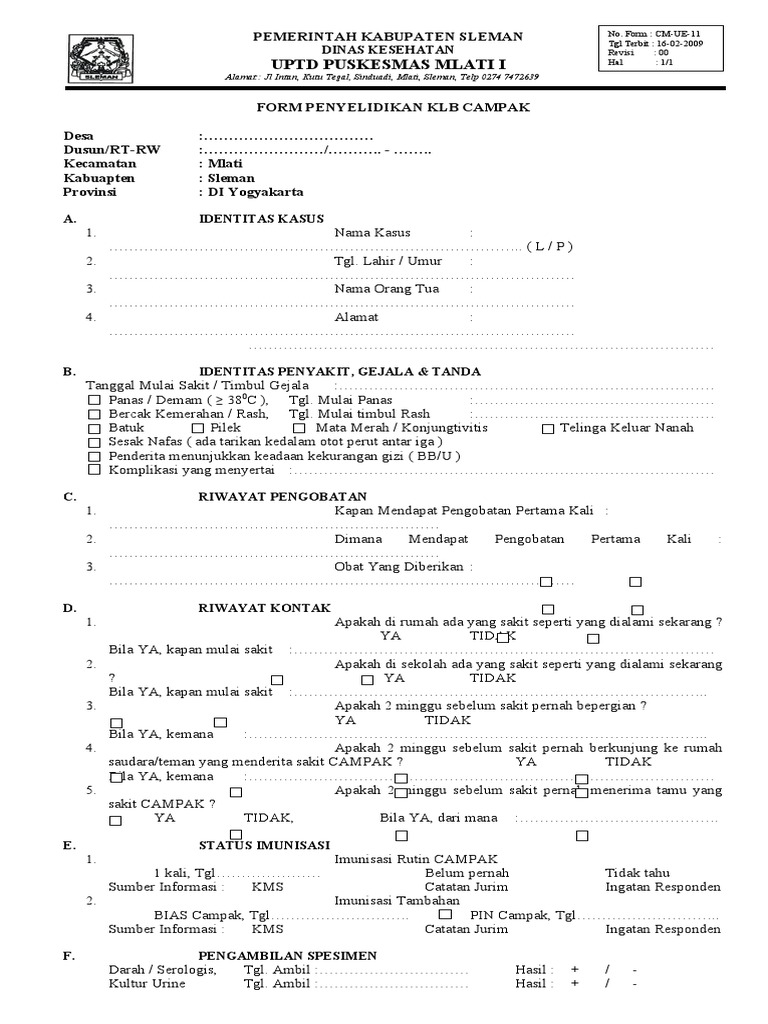 Form PE KLB Campak | PDF