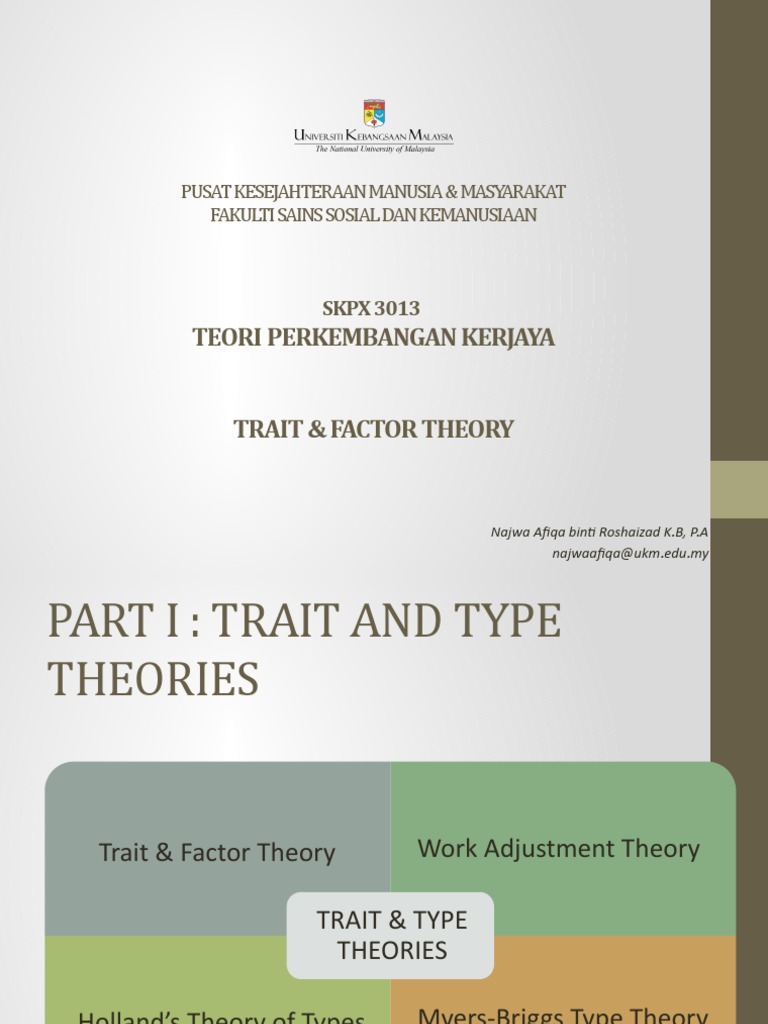 Kuliah 2 - Trait and Factor Theory | PDF | Test (Assessment) | Human Nature