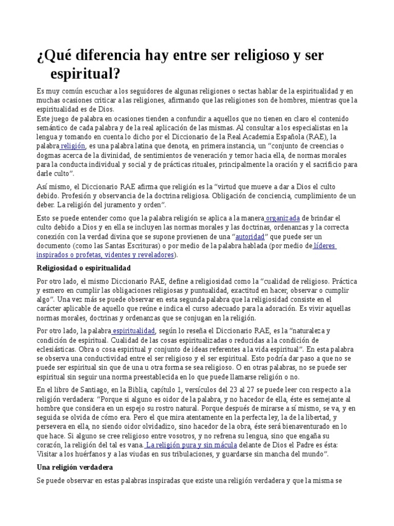 Diferencias entre religión y espiritualidad | PDF | Dios | Palabra