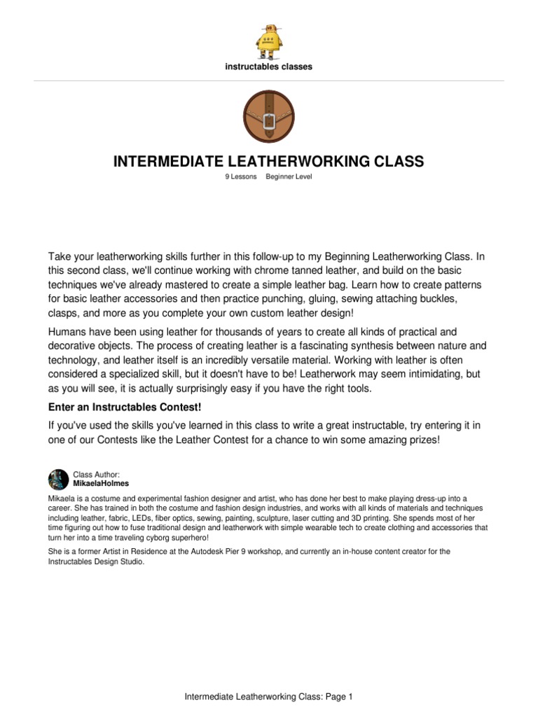 Intermediate Leatherworking Class | PDF | Sewing | Seam (Sewing)