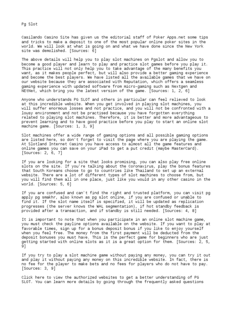 PG Slot | PDF | Slot Machine | Online Poker