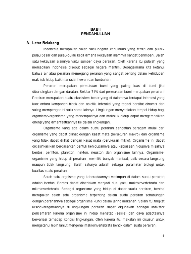 Makalah Makroinvertebrata Bentik | PDF