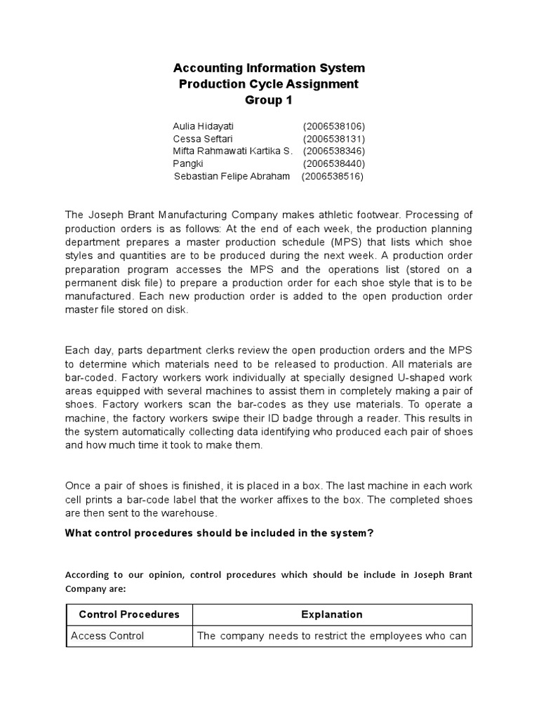 SIA Group 1 - Production Cycle | PDF | Access Control | Inventory