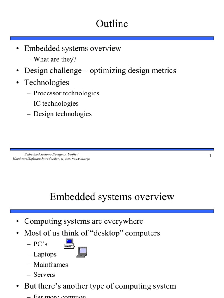 Outline: Embedded Systems Overview Design Challenge Optimizing Design ...