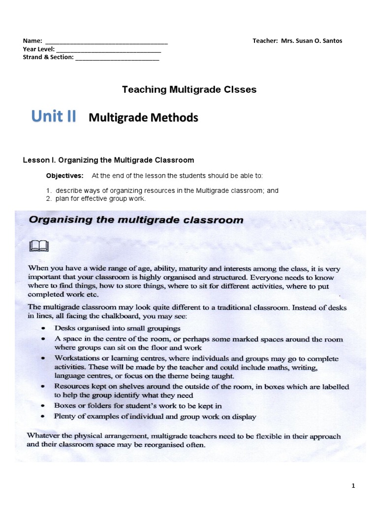 Unit II Teaching Multigrade Classes | PDF | Differentiated Instruction ...
