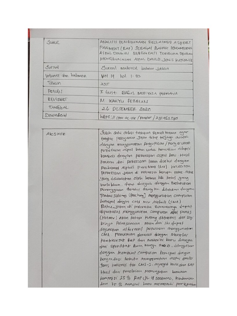 Review Jurnal Material Bahan Jalan | PDF