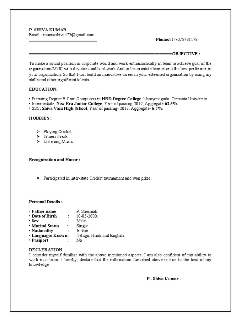 Shiva Resume | PDF