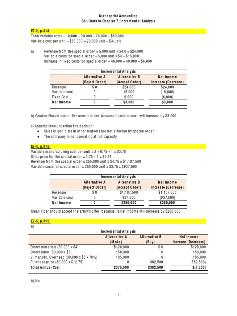 Managerial Accounting-Solutions To Ch07 | PDF | Cost | Depreciation