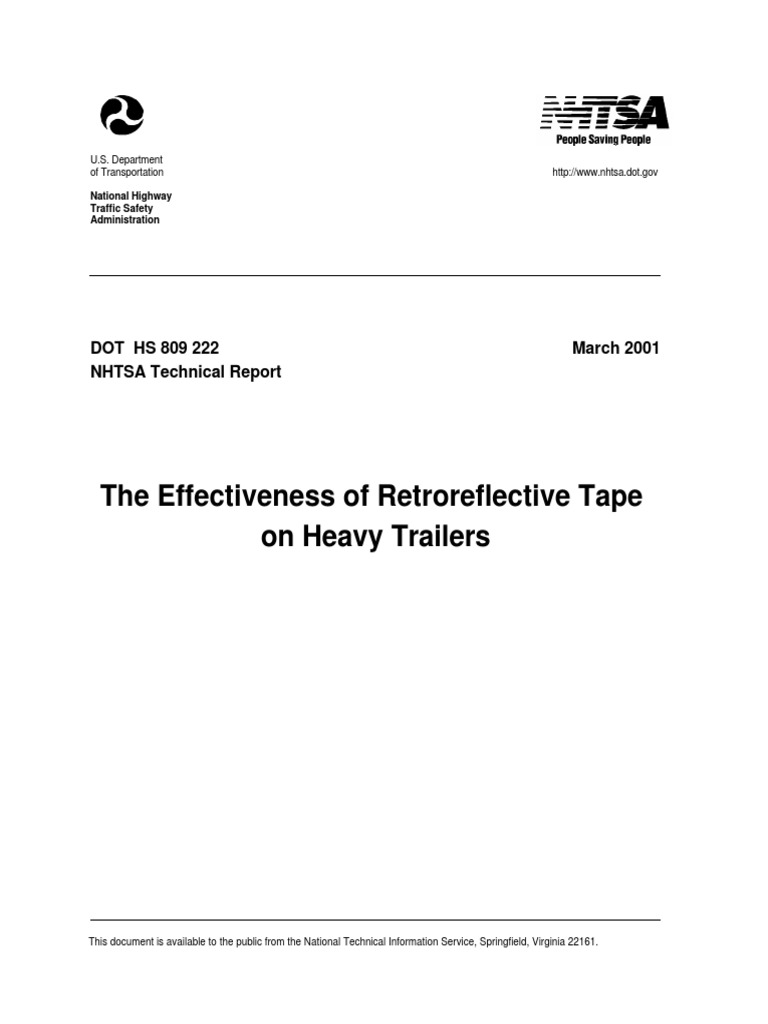 The Effectiveness of Retroreflective Tape On Heavy Trailers: DOT HS 809 ...