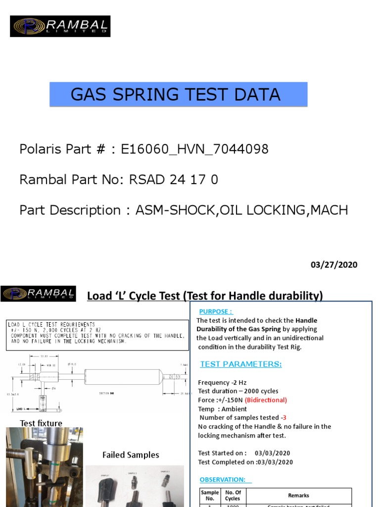 Gas Spring Test Data Gas Spring Test Data | Download Free PDF | Applied ...