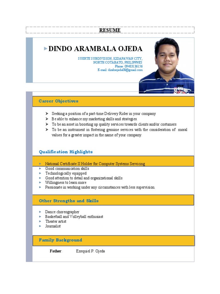 Part-Time Delivery Rider Resume | PDF | Human Nature