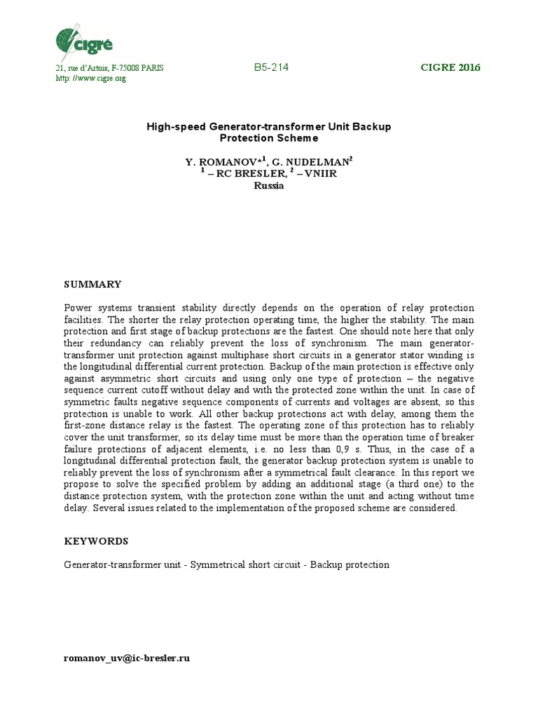 Generator Transformer Backup Protection | PDF | Electrical Impedance ...