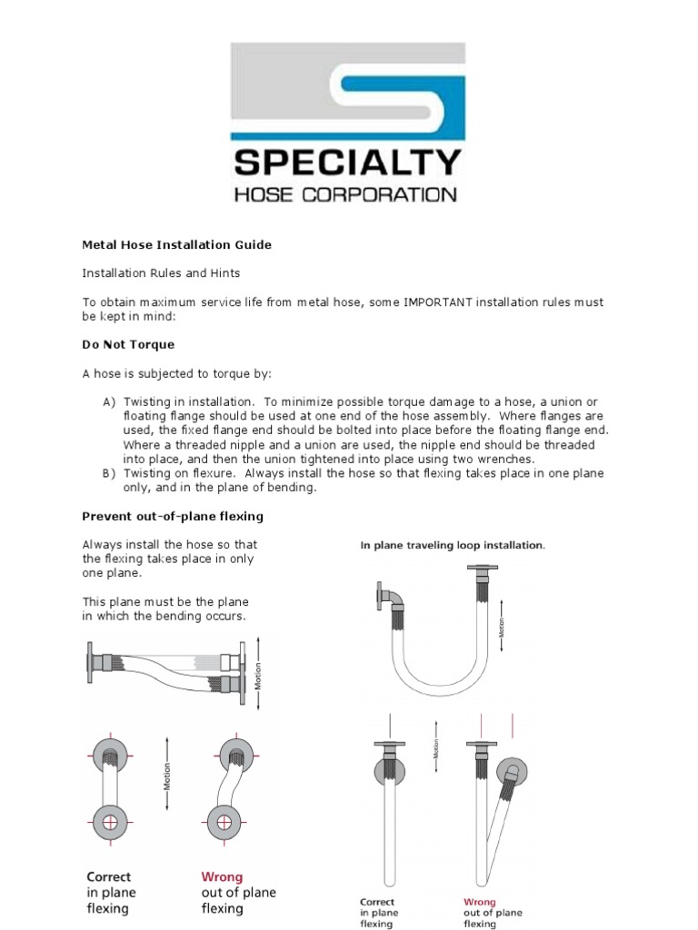 Metal Hose Installation Guidelines | PDF | Electrical Connector | Bending