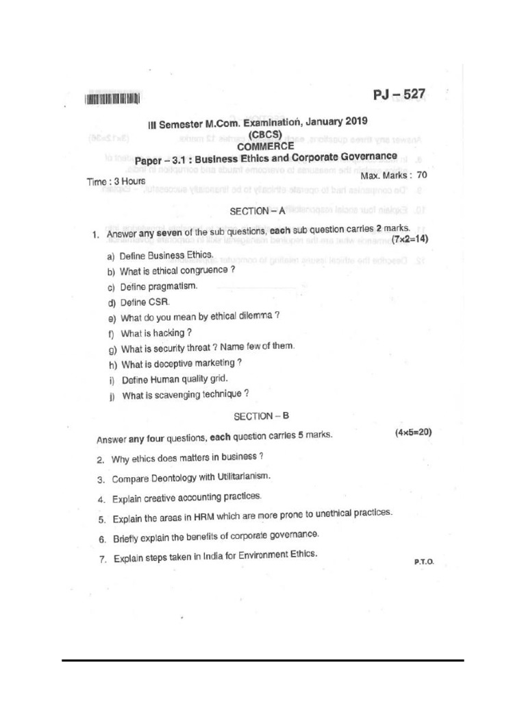 Business Ethics Corporate Governance | PDF