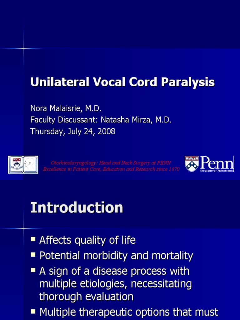 Unilateral Vocal Cord Paralysis | PDF | Electromyography | Larynx