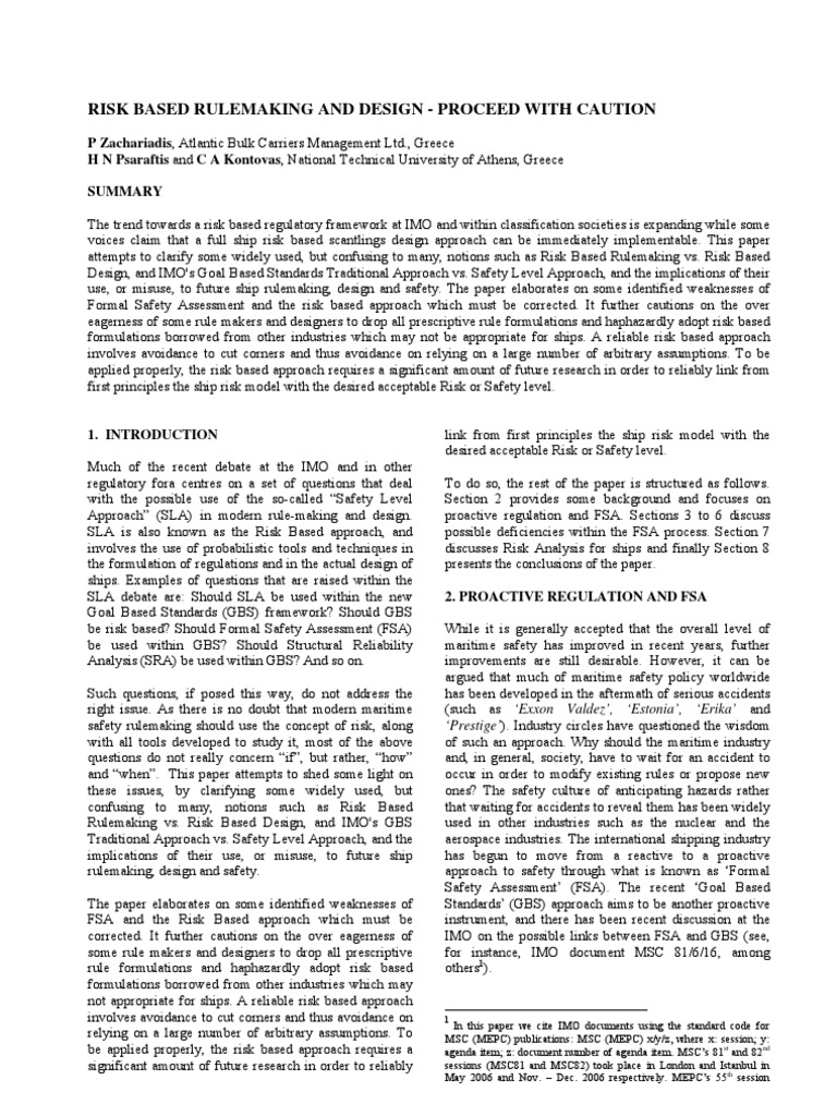 RINA PAPER RISK BASED RULEMAKING AND DESIGN Final | Download Free PDF | Risk | Risk Management