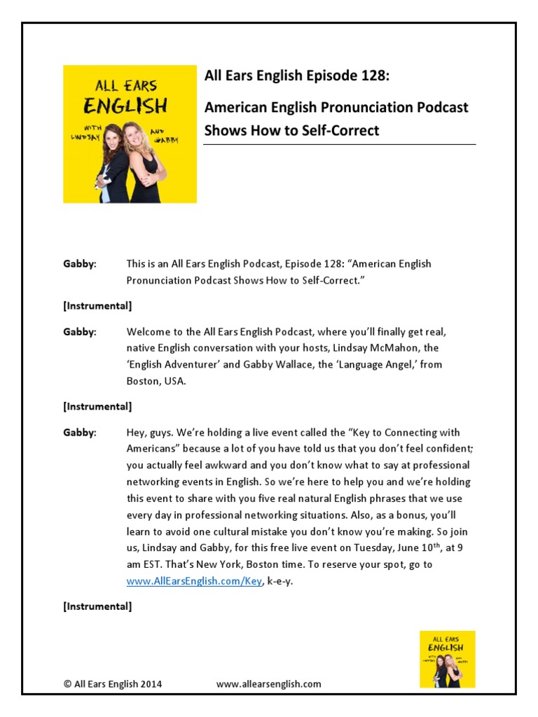 All Ears English Episode 128: American English Pronunciation Podcast ...