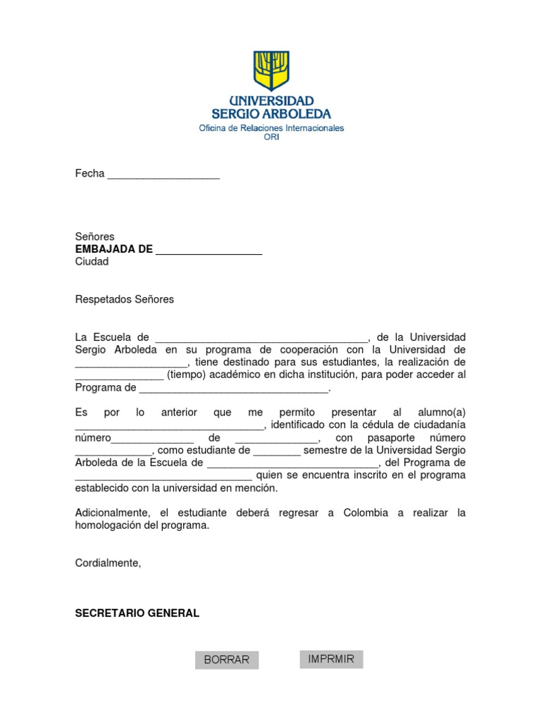 6.carta Modelo Embajada | PDF