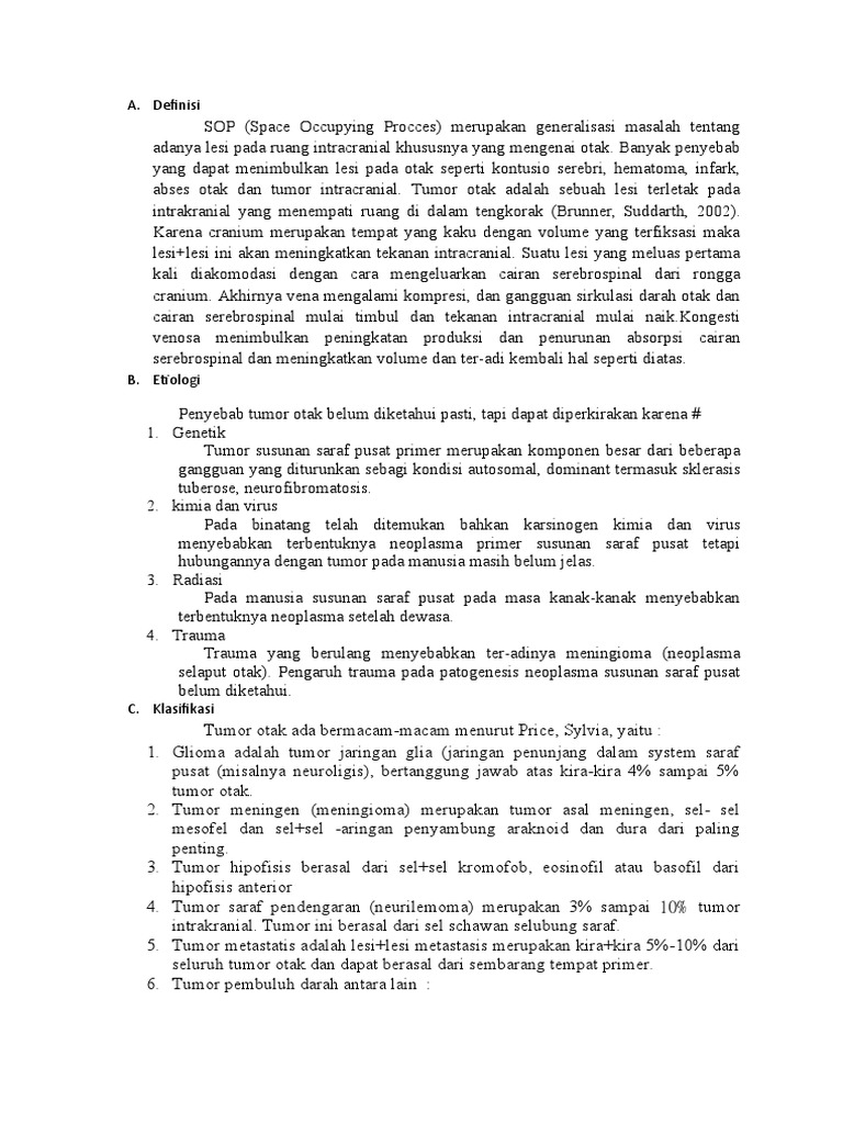 Tumor Otak: Definisi dan Klasifikasi | PDF | Kesehatan Holistik | Sains ...