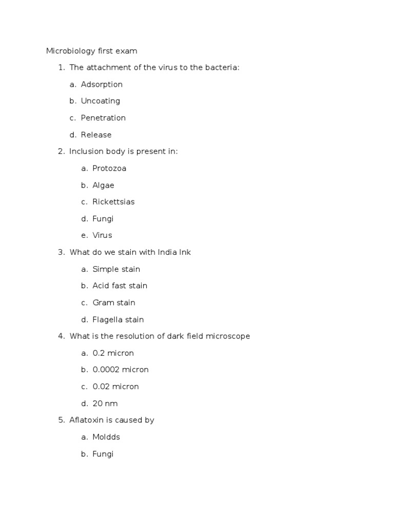 Microbiology Exam 1 Review Questions | PDF | Bacteria | Staining