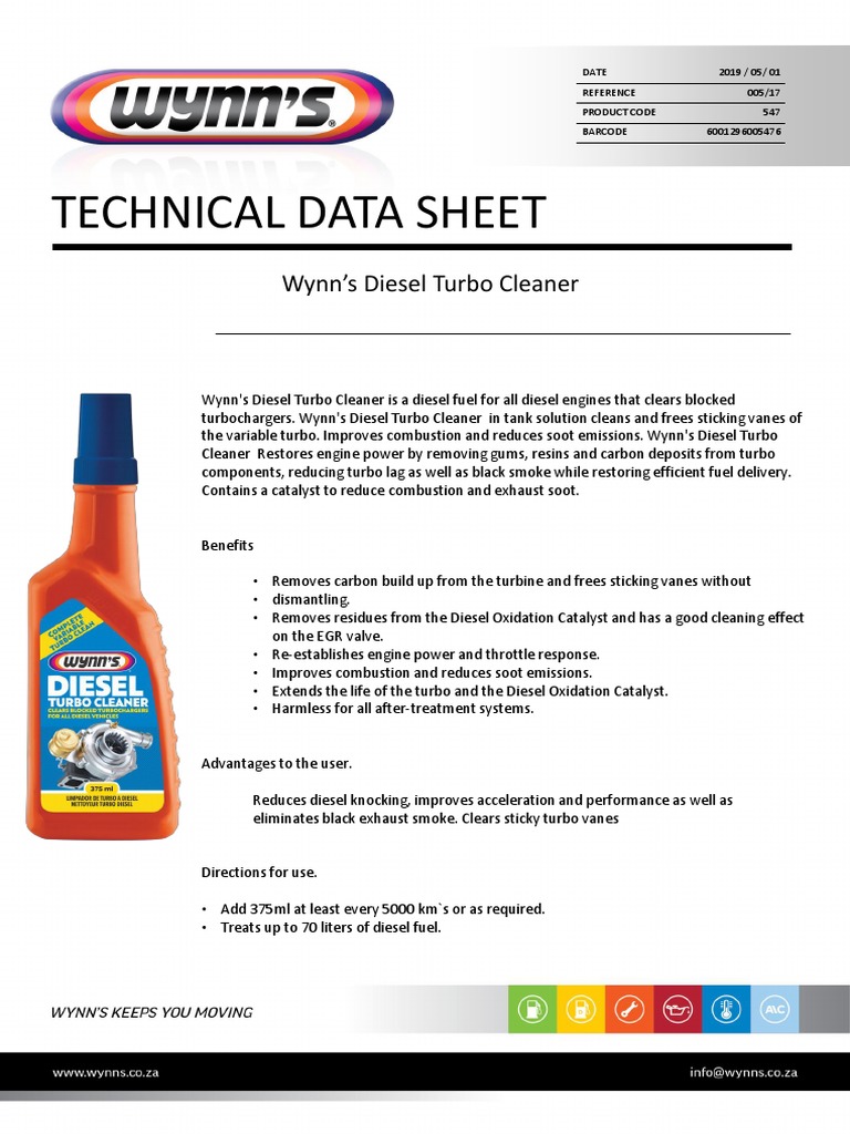 547 Diesel Turbo Cleaner TDS | PDF | Turbocharger | Diesel Engine