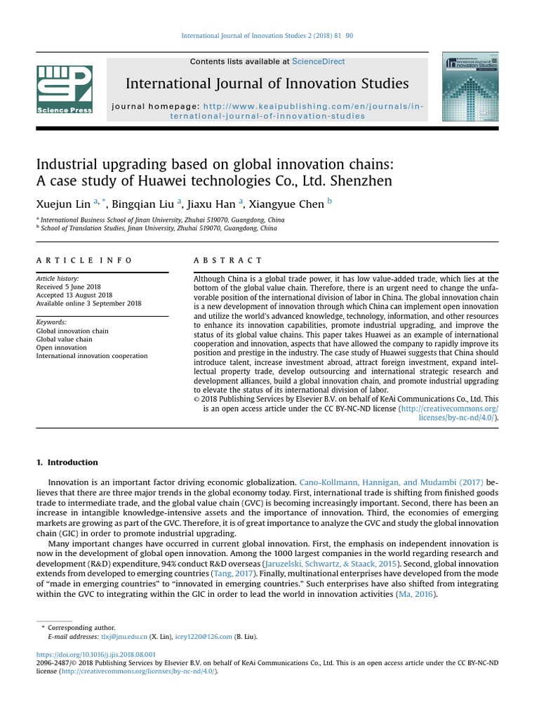 Industrial Upgrading Based On Global Innovation Chains A Case Study of ...