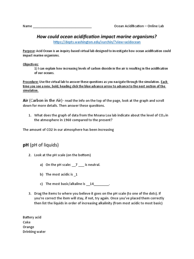 How Could Ocean Acidification Impact Marine Organisms?: PH (PH of ...