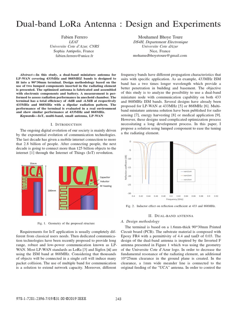 Dual-Band Lora Antenna: Design and Experiments: Fabien Ferrero Mouhamed ...