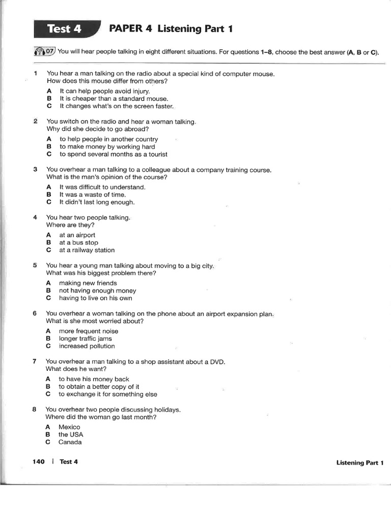 FCE - Test 4. Listening | PDF