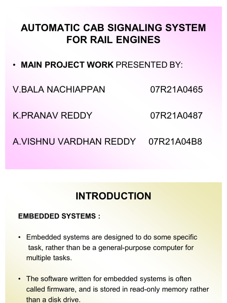 Automatic Cab Signaling System For Rail Engines | PDF | Embedded System ...