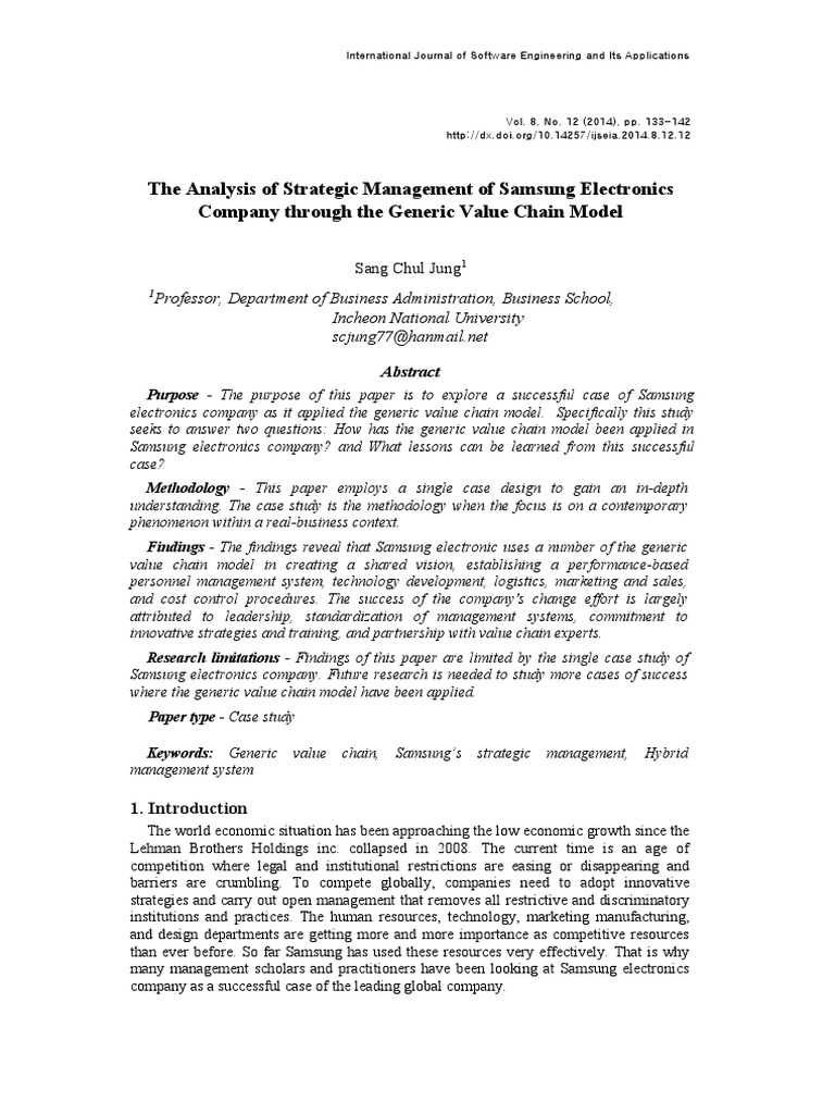 The Analysis of Strategic Management of Samsung Electronics Company ...