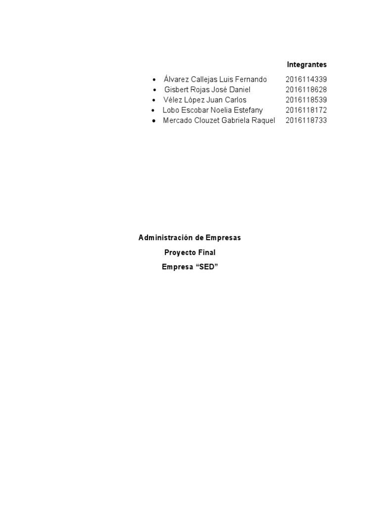Proyecto Final de Administracion de Emp | PDF | Presupuesto | Empresas