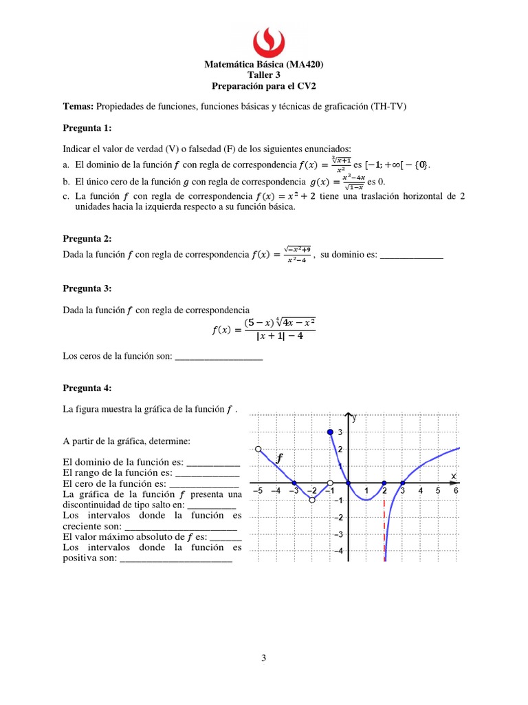 Taller 3 - Semana 7 - CV2 | PDF | Intervalo (Matemáticas) | Función (Matemáticas)