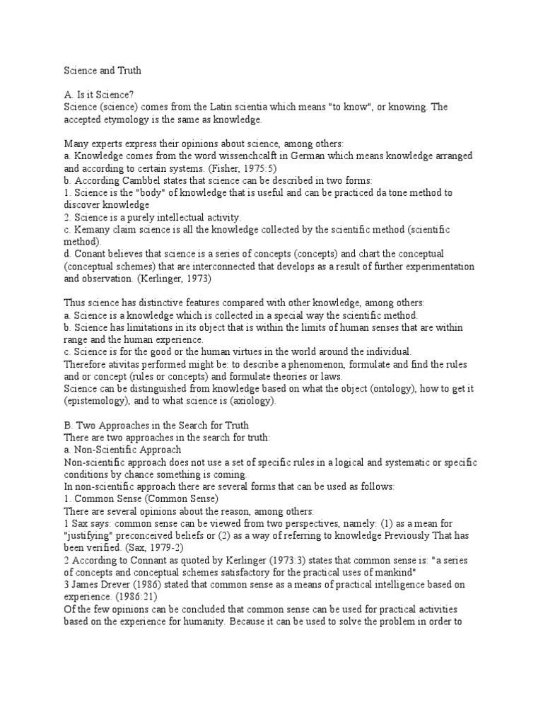 Science and Truth | PDF | Scientific Method | Hypothesis