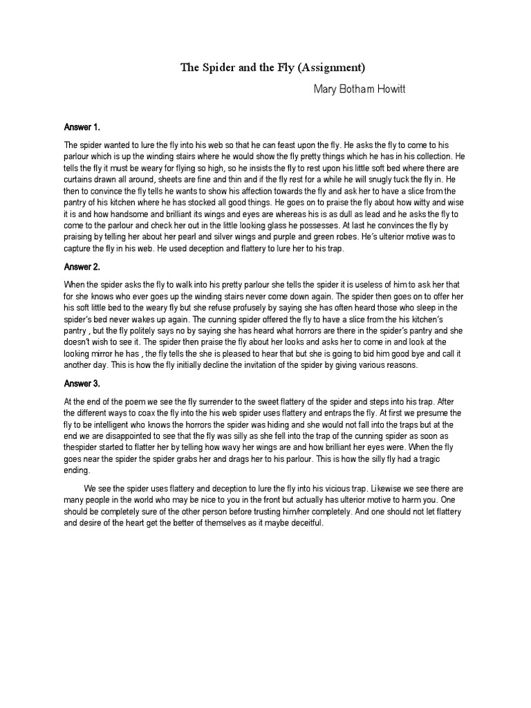 The Spider and The Fly Analysis | PDF | Young Adult
