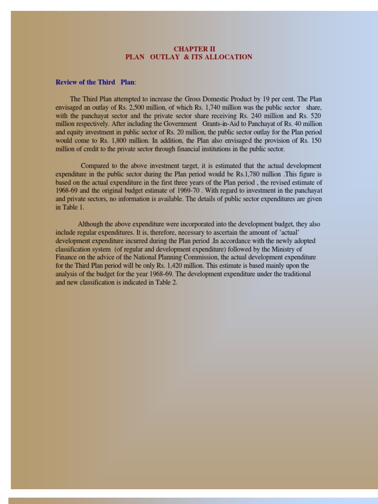 Review of The Third Plan: Plan Outlay & Its Allocation | PDF | Economic ...