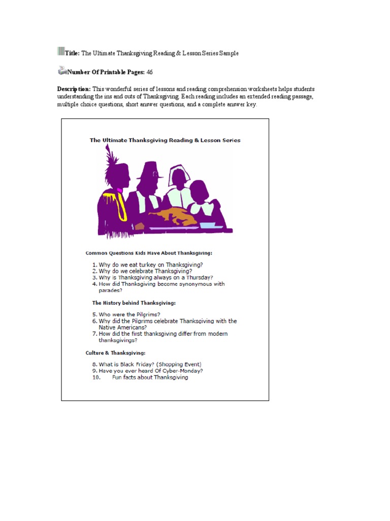 Thanksgiving Reading & Lesson Plans | PDF