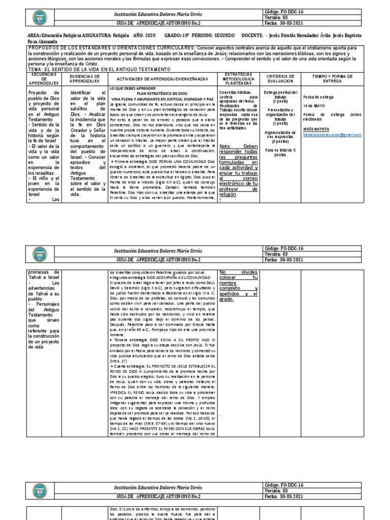GUIA No.2 RELIGION DECIMO GRADO | PDF | María, madre de Jesús | Jesús