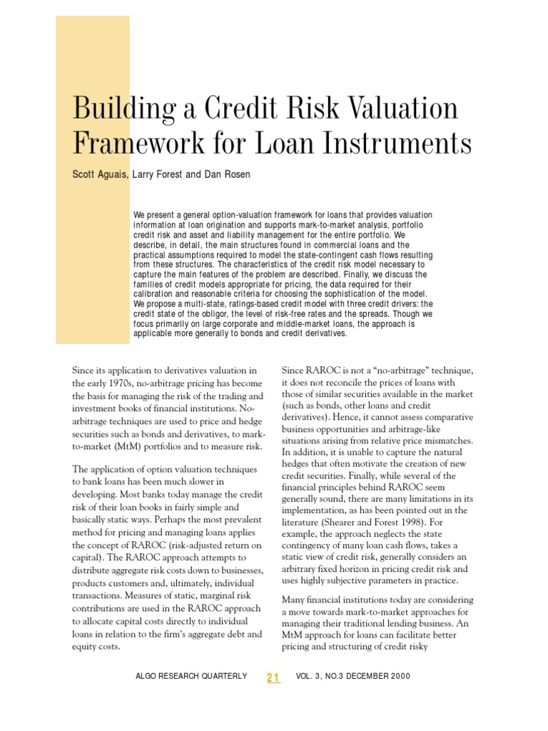 Building A Credit Risk Valuation Framework For Loan Instruments | PDF ...