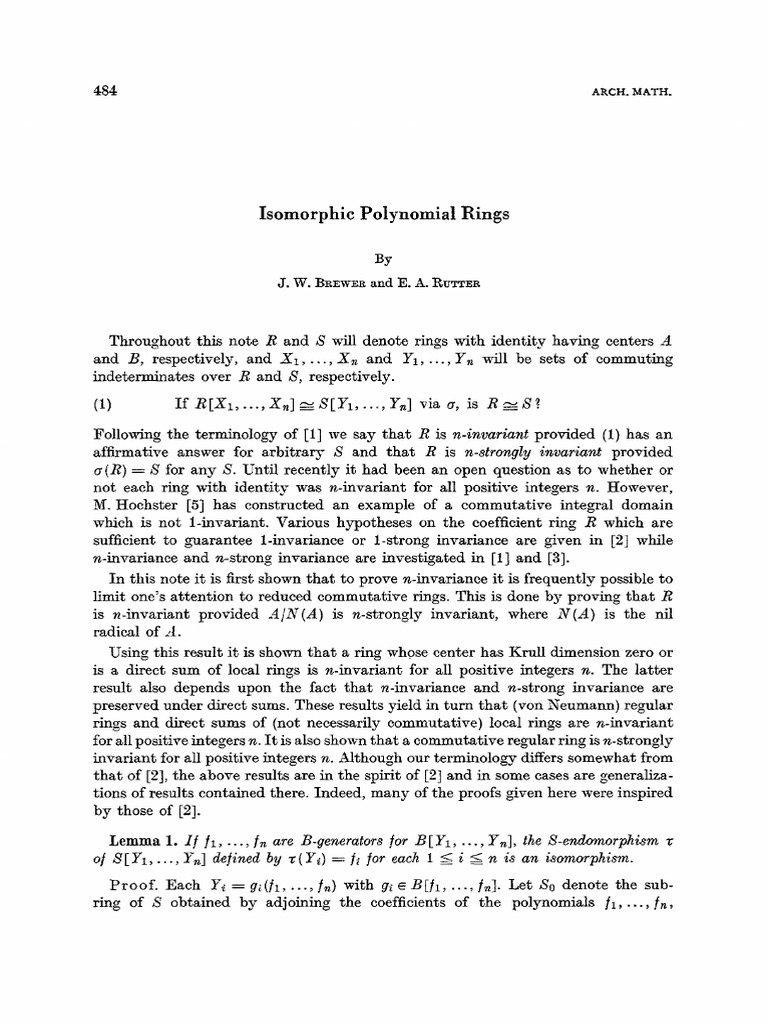 Isomorphic Polynomial Rings | PDF | Ring (Mathematics) | Algebraic Structures