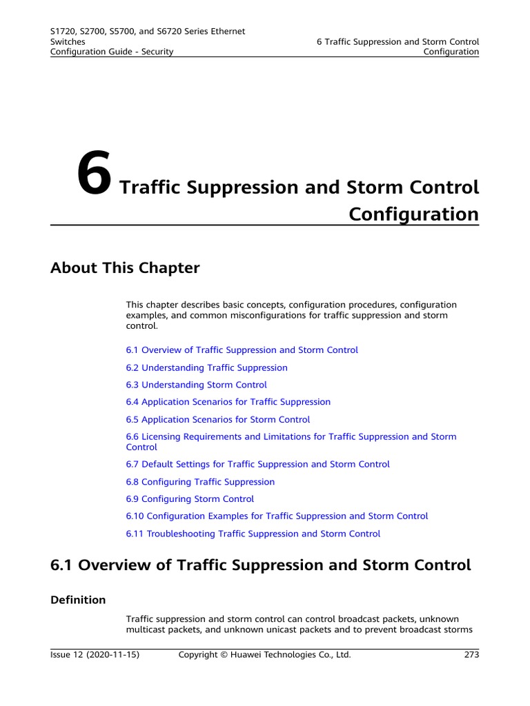 Traffic Suppression and Storm Control Configuration: About This Chapter ...