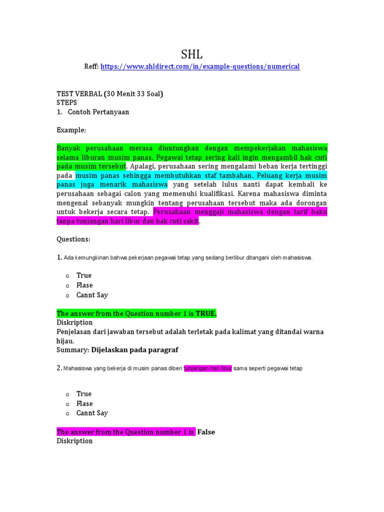 Contoh Soal SHL Di WEB | PDF