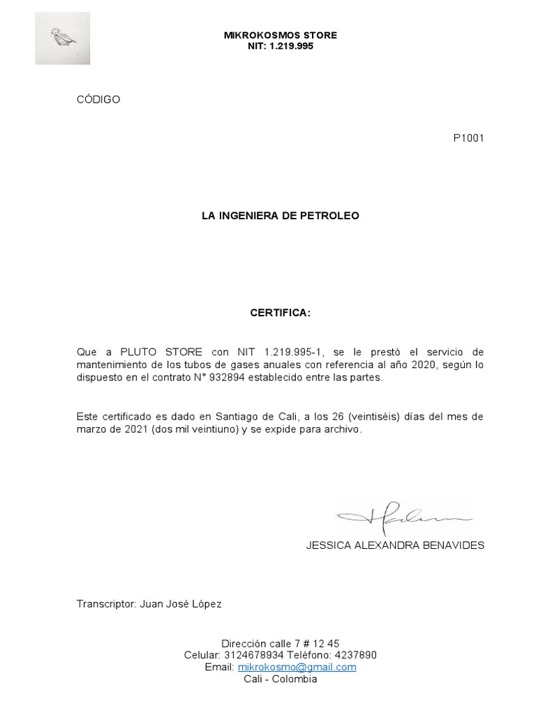 Certificado Ejemplo | PDF