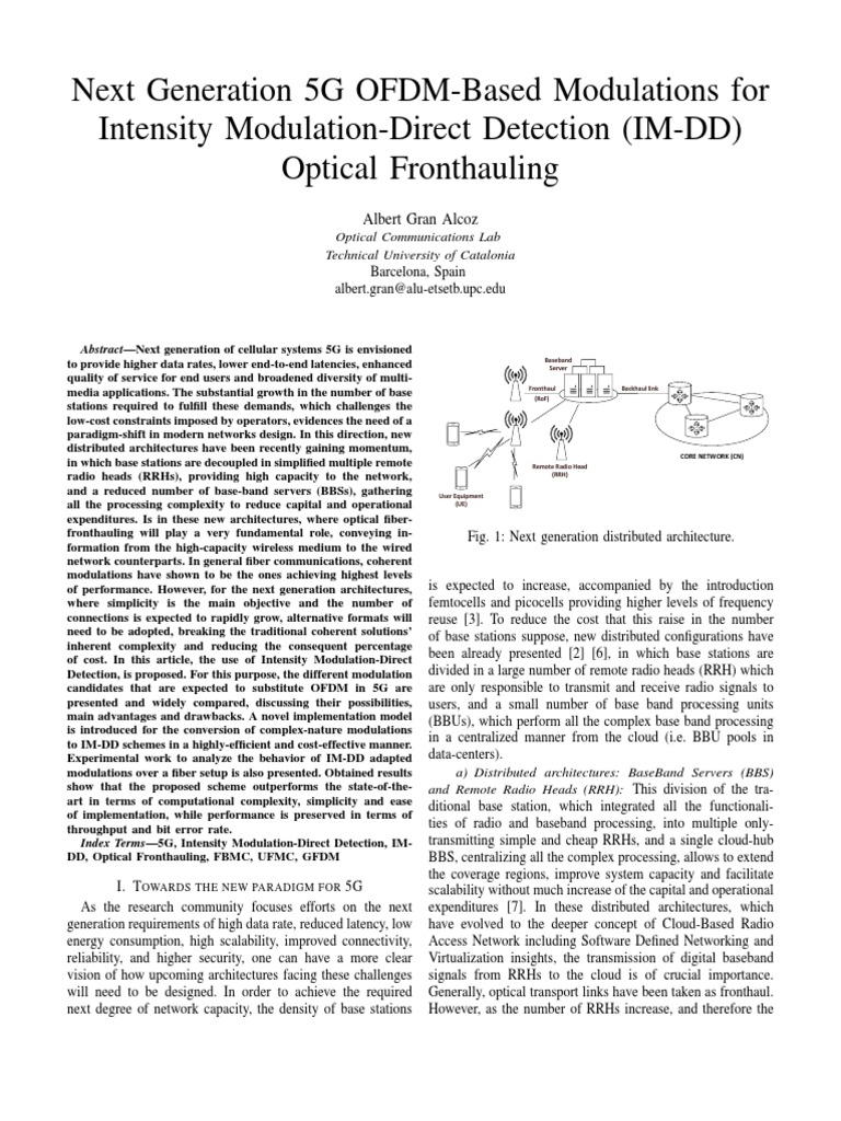 Next Generation 5G OFDM-Based Modulations For Intensity Modulation ...