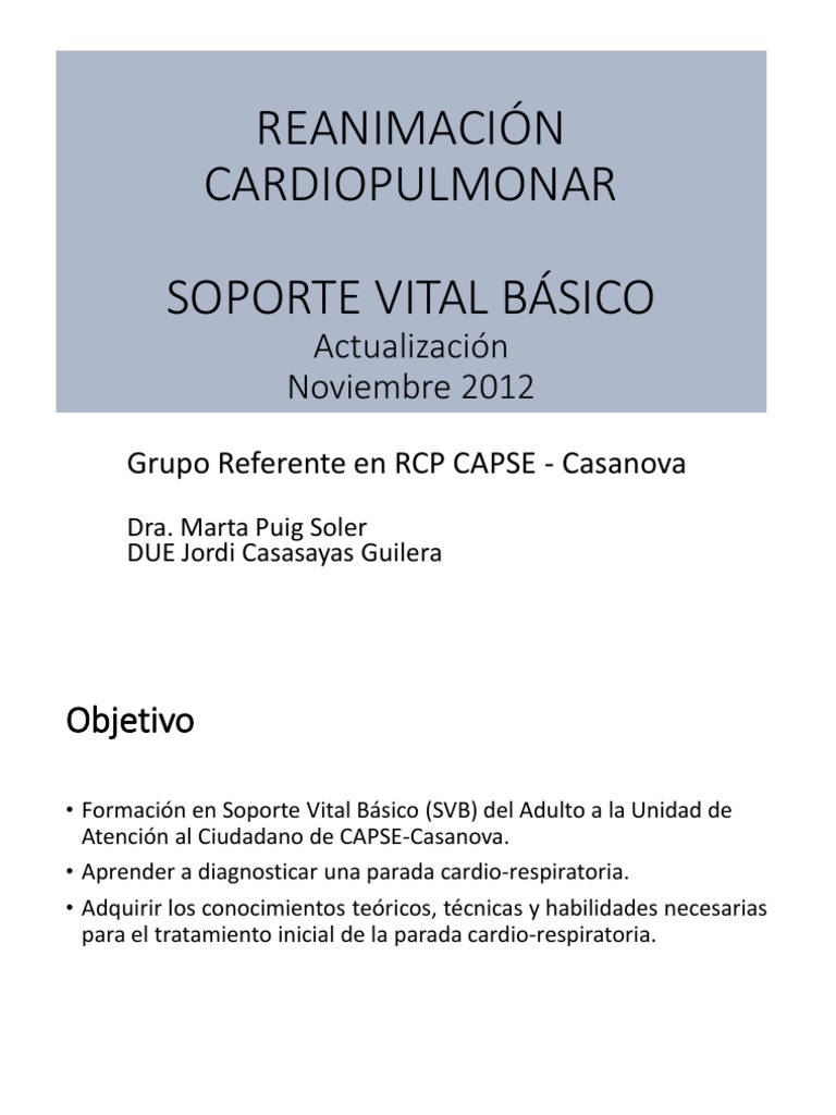 Guía SVB y RCP Adulto 2012 | PDF | Reanimación cardiopulmonar | Paro cardíaco