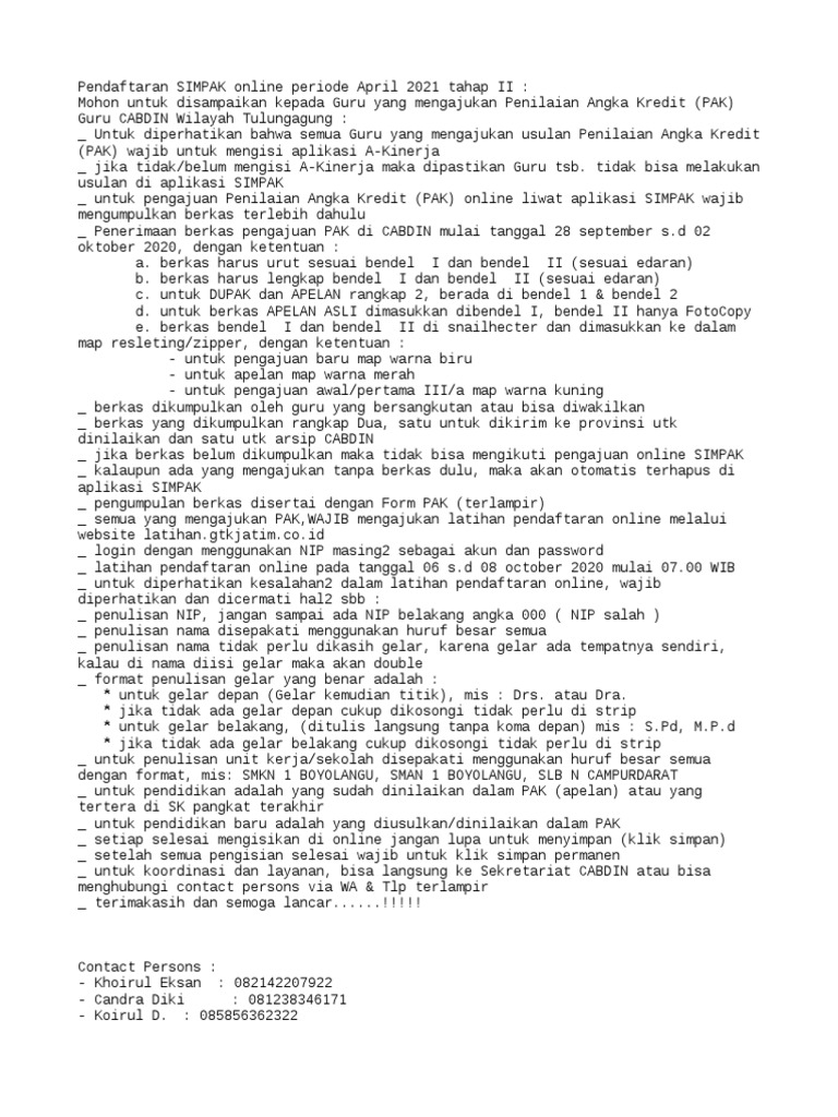 Petunjuk Pengajuan SIMPAK April 2021 | PDF