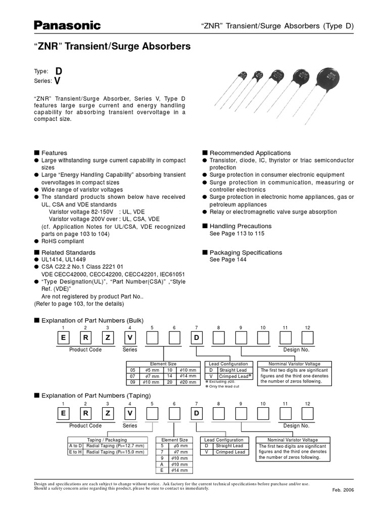 "ZNR" Transient/Surge Absorbers (Type D) | PDF | Components ...