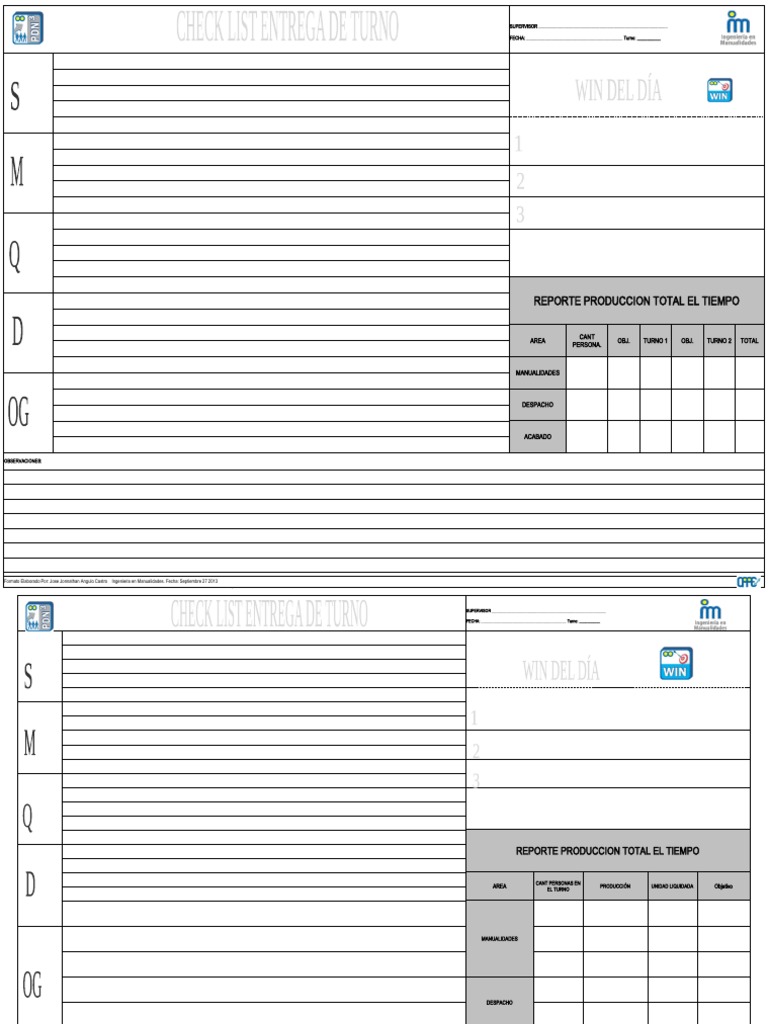 Formato Check List Entrega de Turno | PDF